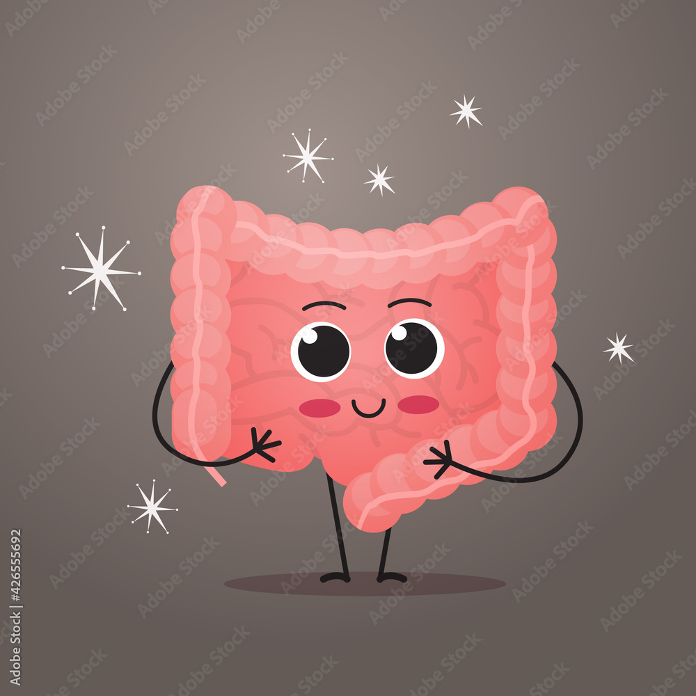 cute internal organ character human large and small intestine digestive ...