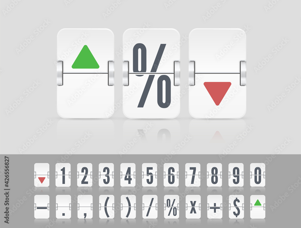 Vector stock exchange template. White countdown timer number font. Flip ...