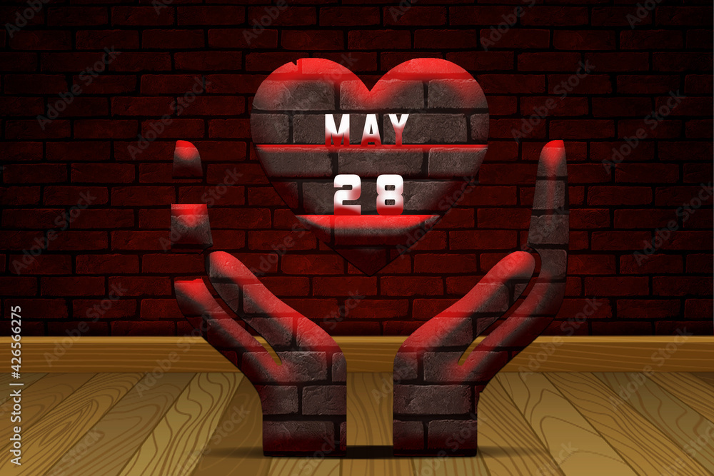 28 May. date ,day, month .calendar for the month of May, on Bricks ...