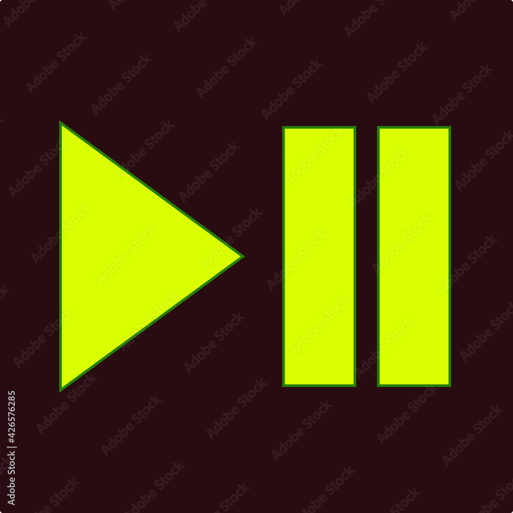 Play pause toggle button in yellow color with dark background Stock ...