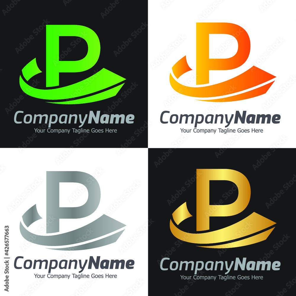 Letter P vector logo template, Colorful Letter P logo, Financial ...