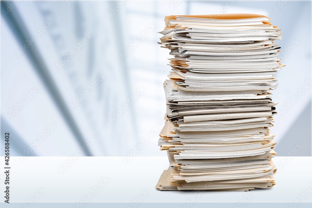 Stack of document papers on blur background Stock-Foto | Adobe Stock