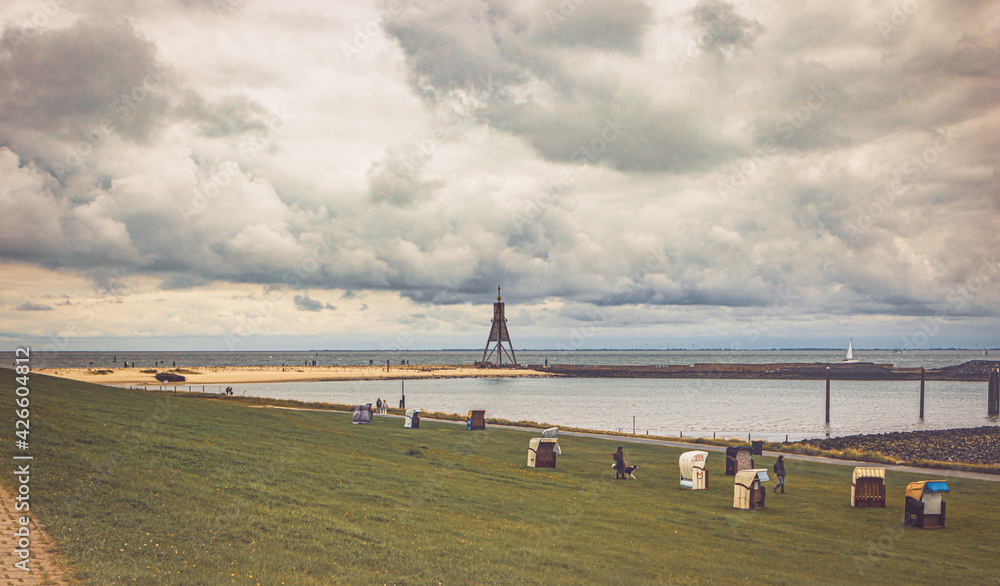 Panorama Poster Aussicht auf die Kugelbake, das Wahrzeichen an der ...