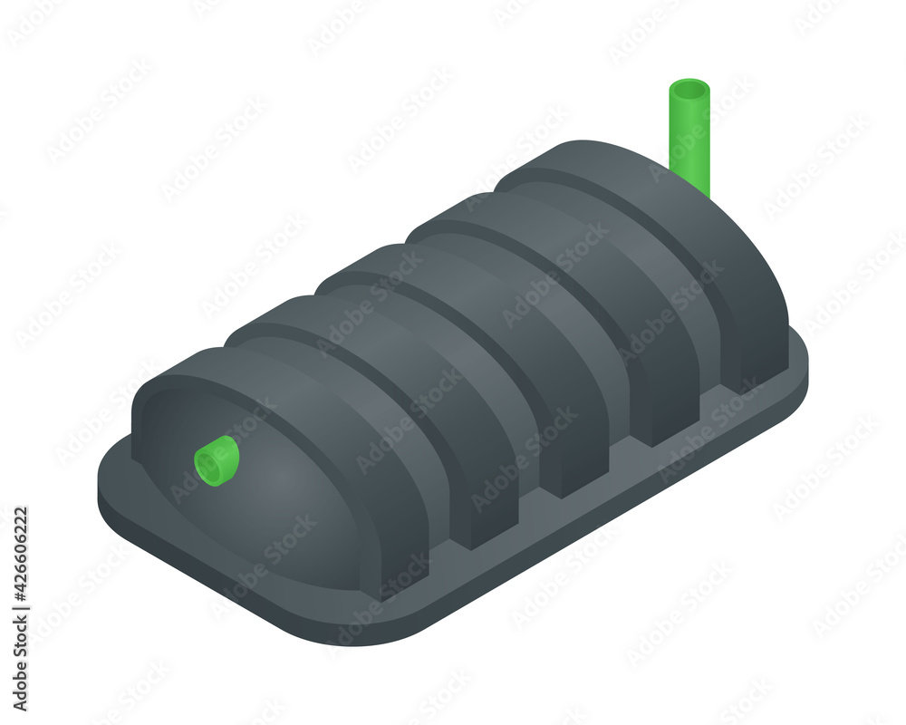 Vector illustration plastic septic tank infiltrator isolated on white ...