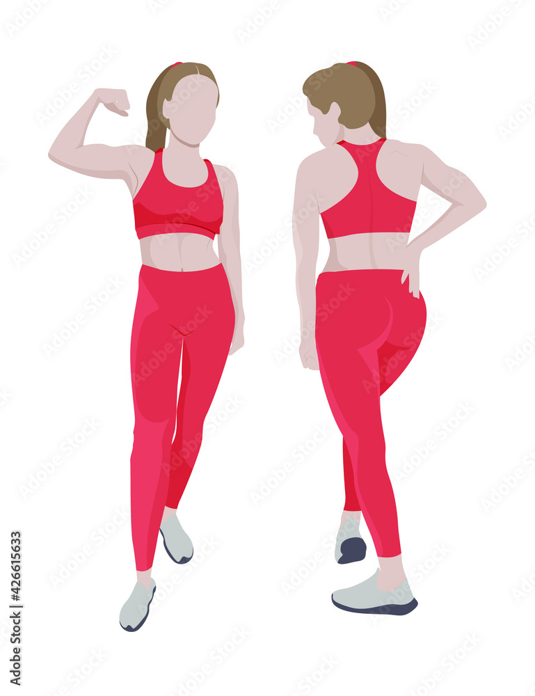 Sports girl for the banner. A trim girl in a tracksuit. Fitness woman ...