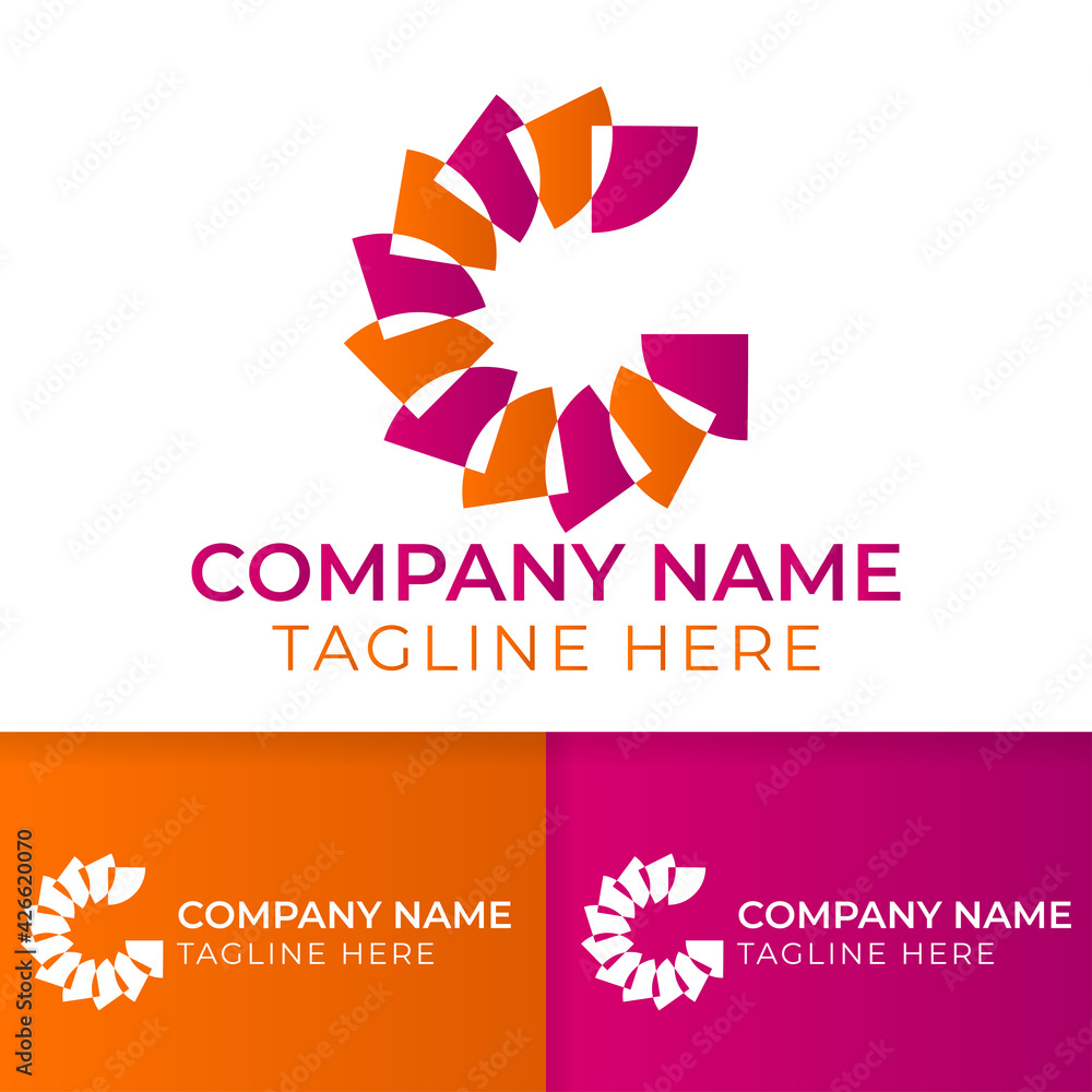 Elegant letter C logo design. 3 Concept color Letter C logo design ...