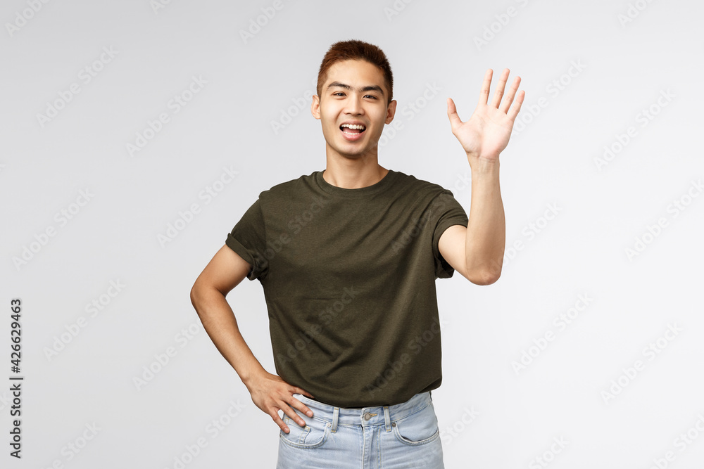 People, emotions and lifestyle concept. Portrait of friendly cheerful ...