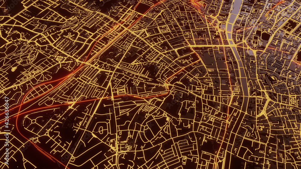 3d city map of dublin , ireland. city design, transportation Stock ...
