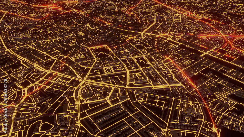 3d city map of dublin , ireland. city design, transportation Stock ...