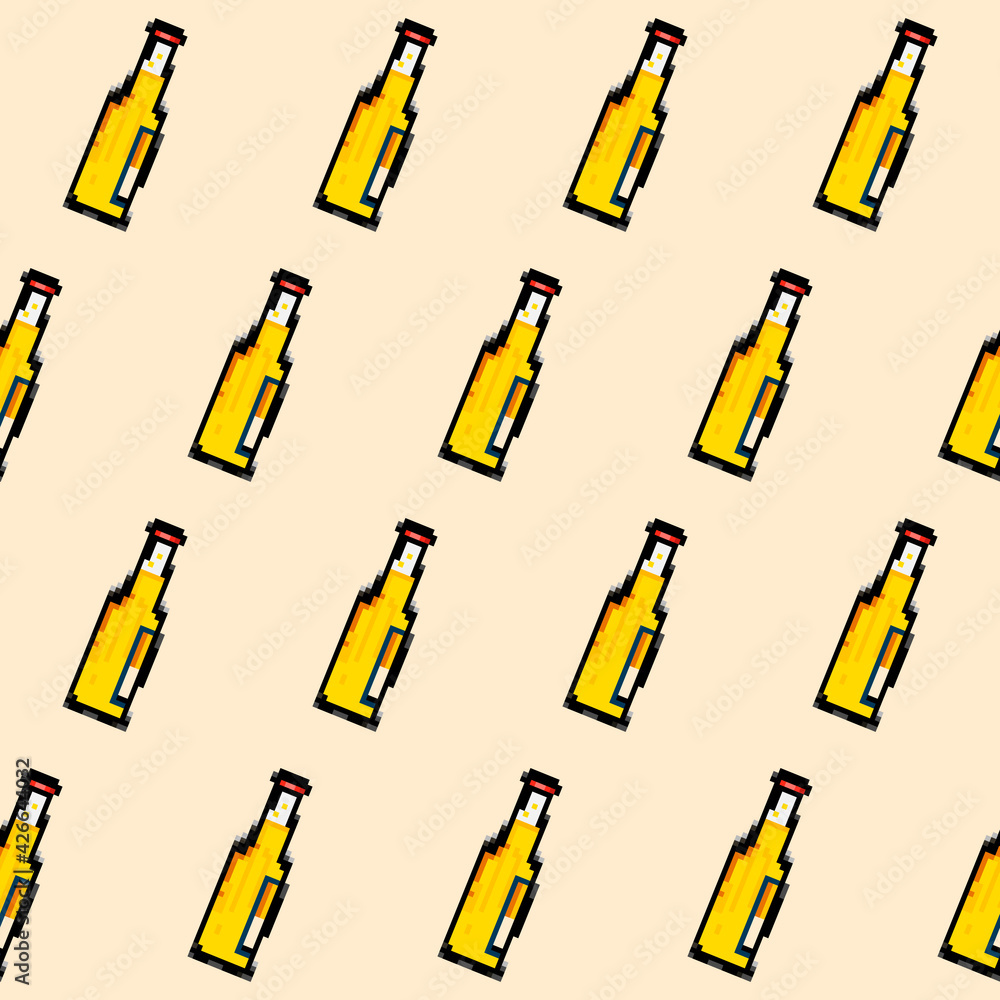 Beer bottle in 8 bit. Vector ornament like pixel art. Stock Vector ...