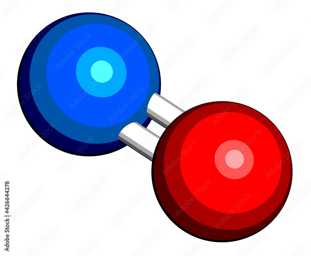Nitric oxide (NO) free radical and signaling molecule. 3D rendering ...