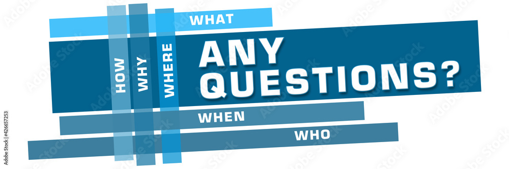 Any Questions Word Cloud Blue Horizontal Stock Illustration | Adobe Stock