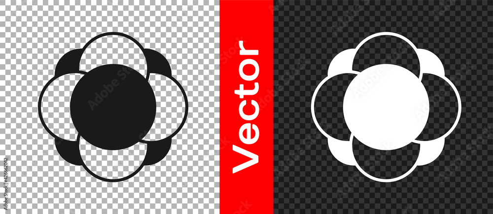 Black Molecule icon isolated on transparent background. Structure of ...