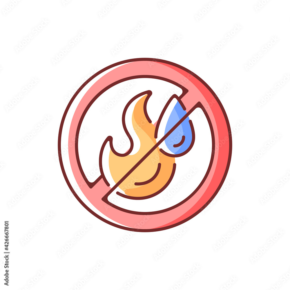 Use no water RGB color icon. Restriction for liquid supply label ...