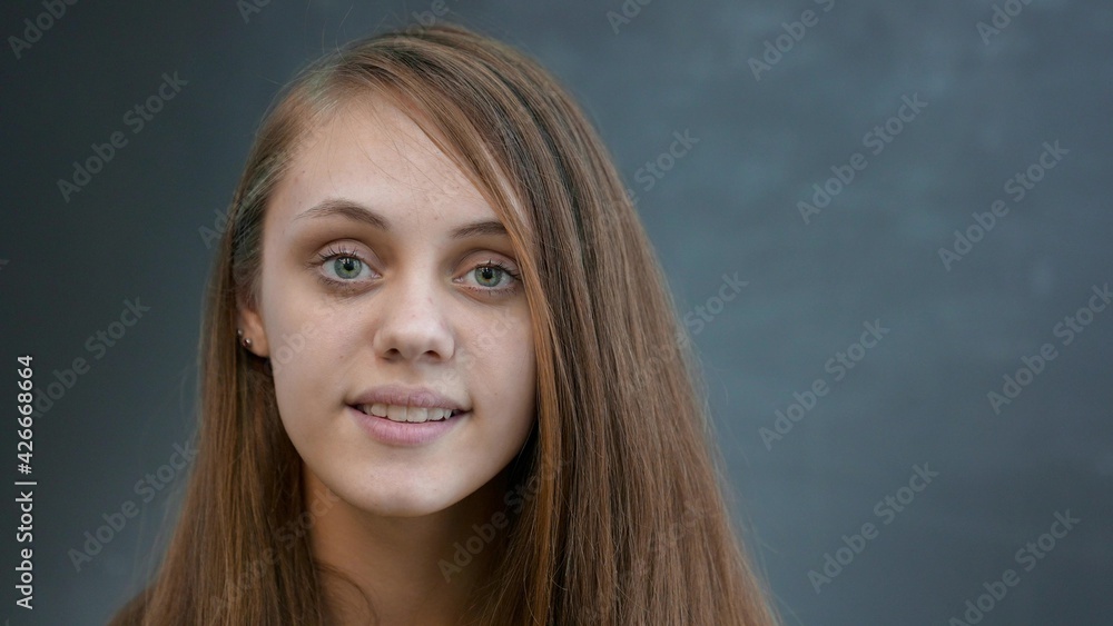 face girl a close-up. portrait lifestyle of a teenager girl smiling ...