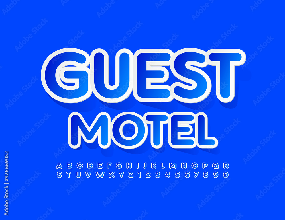 Vector modern sign Guest Motel with set of sticker Alphabet Letters and ...