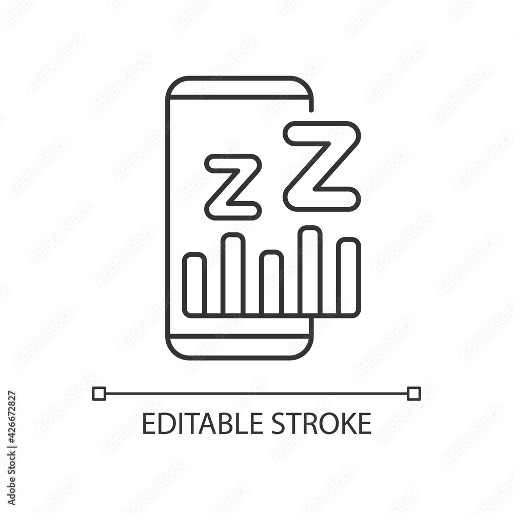 Sleep phase app linear icon. Smartphone application for sleep tracking ...