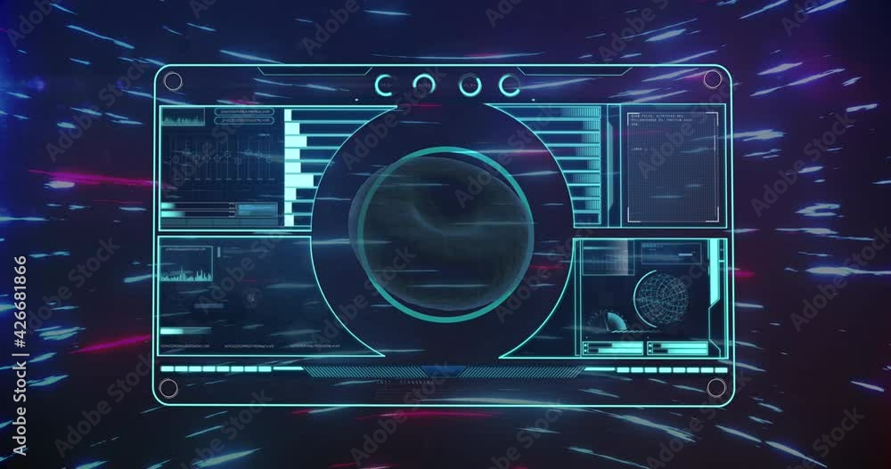 Animation of red blood cell and scope scanning on digital screen over ...