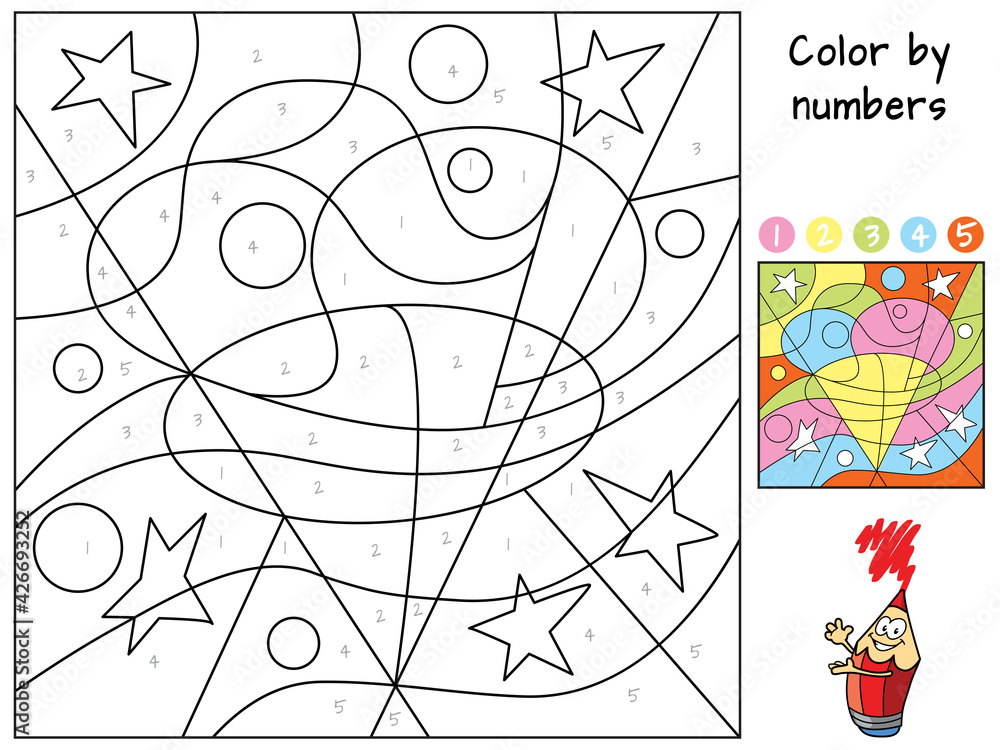 Ice cream. Color by numbers. Coloring book. Cartoon vector illustration ...