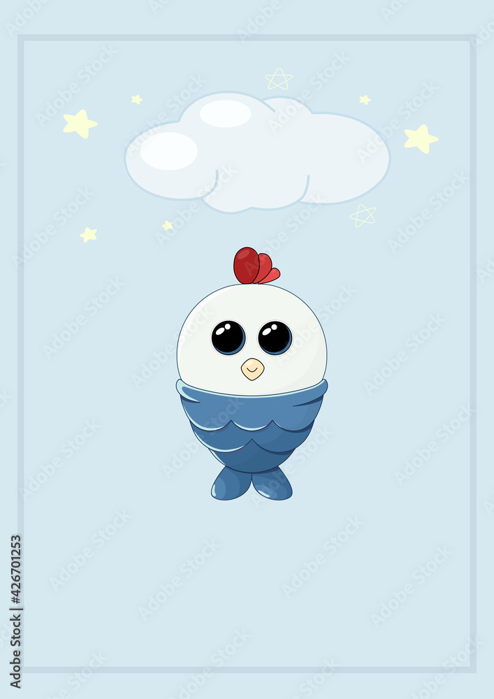 Postcard animals. Cute little rooster. templates for postcards, social ...