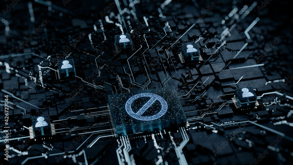 Restricted Access Technology Concept with Prohibition symbol on a ...