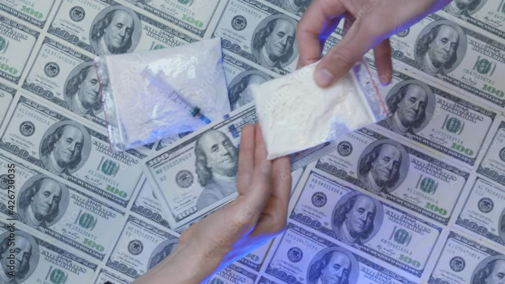 Drug dealer taking money, giving cocaine for customer. Drug addict ...