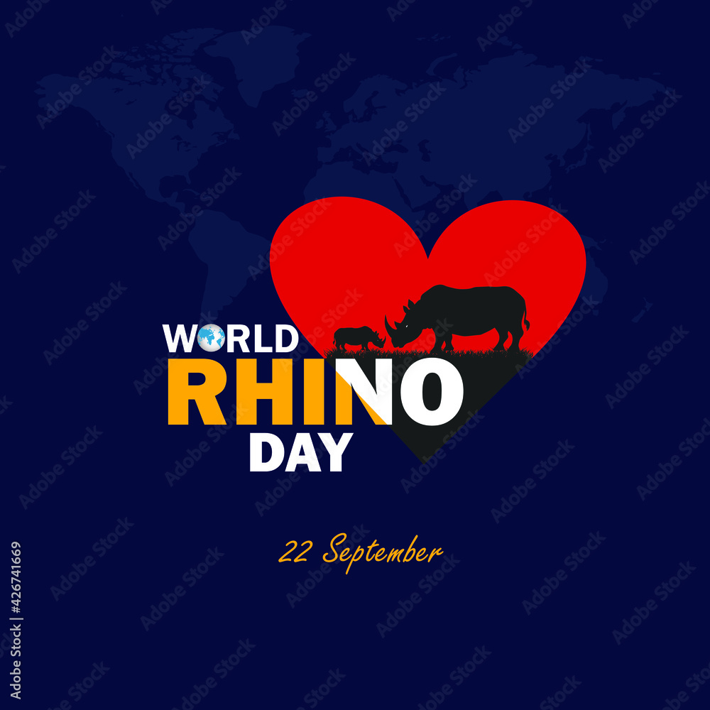 World Rhino Day. 22 September. Adult and child rhino vector ...