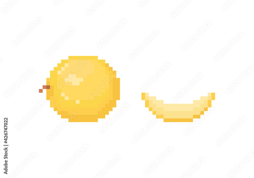 Pixel a Melon Illustration. Pixel art melon and melon slice. Vector ...