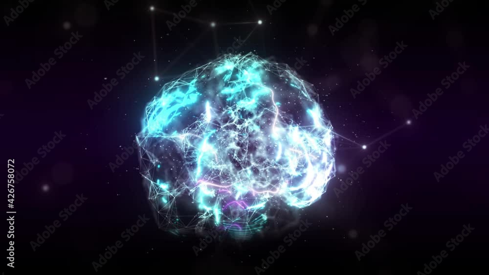 3d Animation Render of Flying Inside Digital Brain. Abstraction of ...