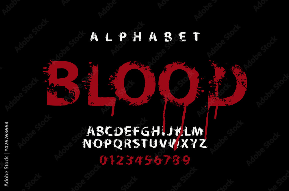 BLOOD lettering in scary dripping bloody letters. Splash Alphabet ...