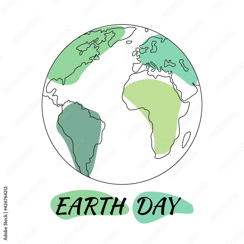 Earth Day.Banner Earth Day. Line art,Hand drawn earth planet.World ...