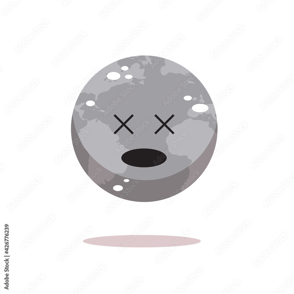 sad earth character unhappy cartoon mascot globe personage showing sick ...
