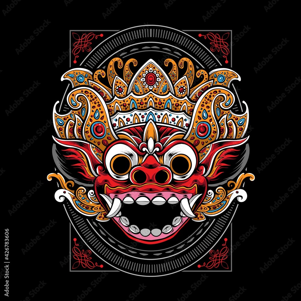 Poster balinese barong mask vector illustration – Wall Art | UkPosters