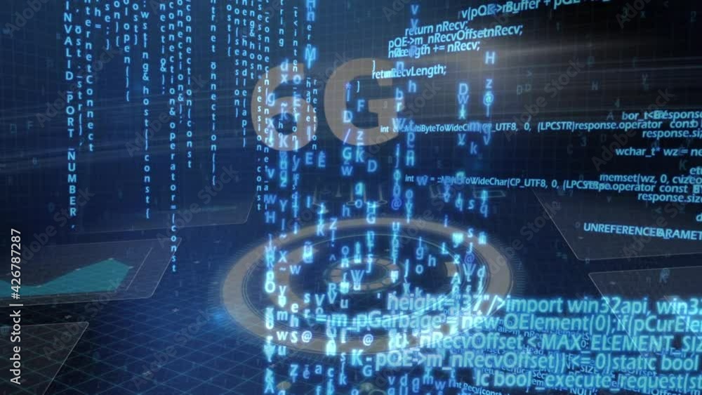 Animation of 6g text and glowing information moving on dark background Stock Video | Adobe Stock