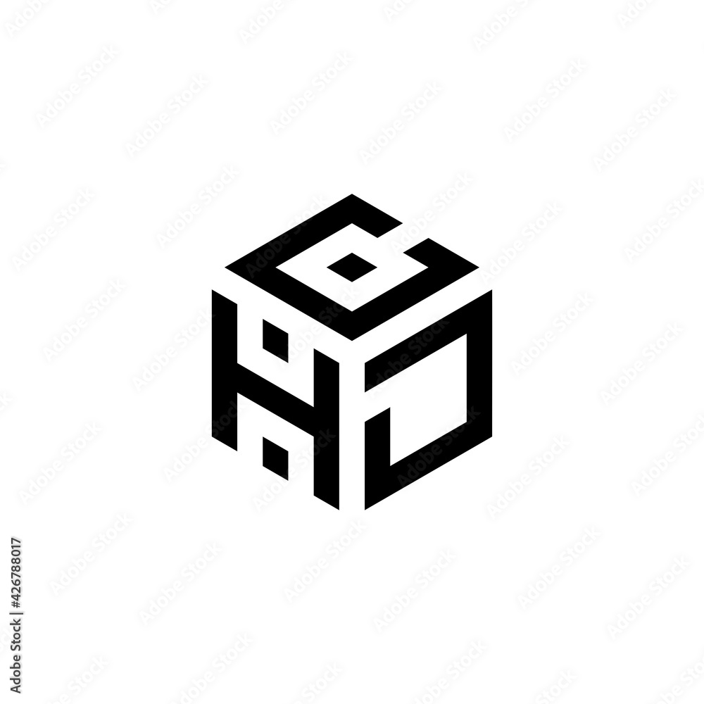 HCD hexagon letter logo design cube. Initial three letter template logo ...