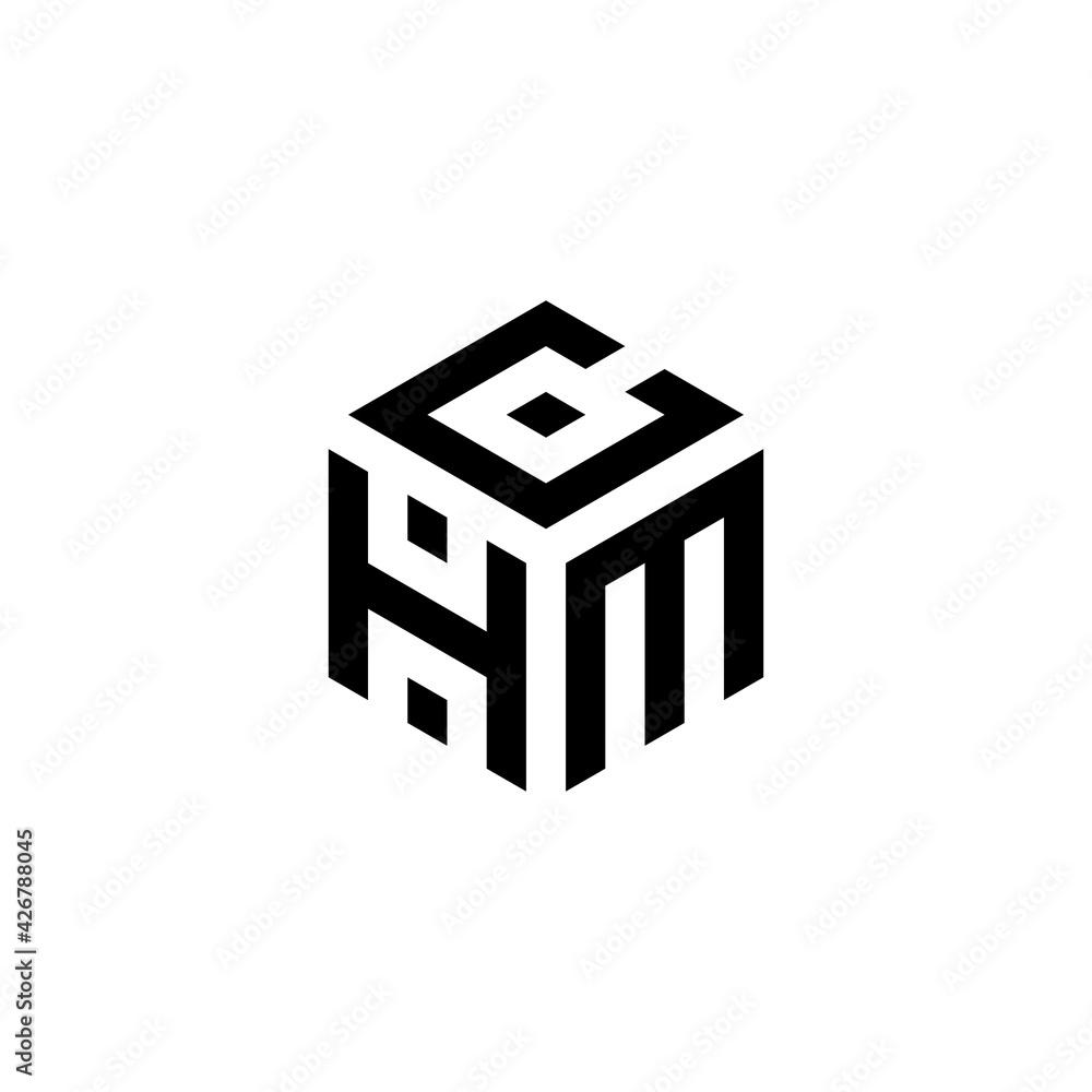 HCM hexagon letter logo design cube. Initial three letter template logo ...
