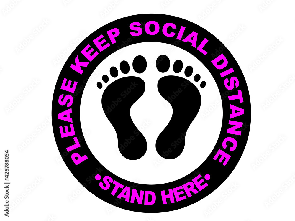 Social distancing signage or floor sticker for help reduce the risk of ...