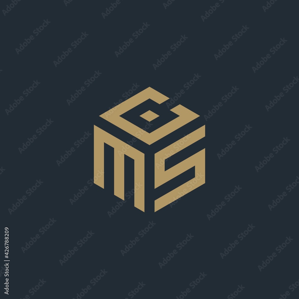 MCS hexagon letter logo design cube. Initial three letter template logo ...