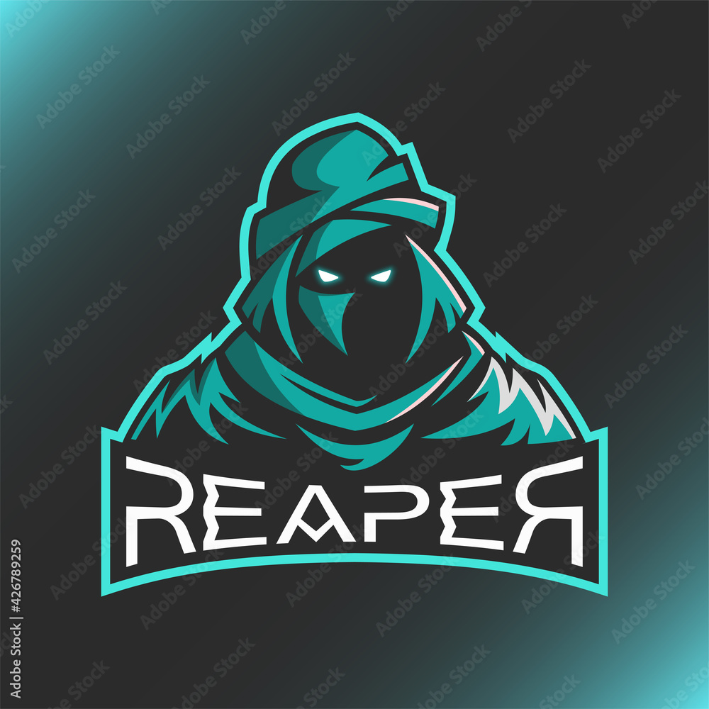 Reaper Logo Mascot Vector Illustration for logo gaming template Stock ...