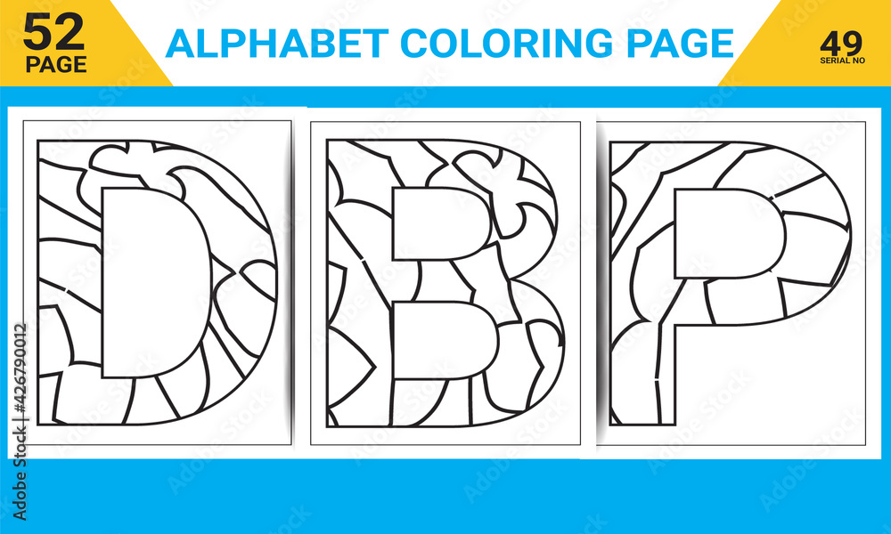 alphabet coloring page illustration fun with mandala for kids ...