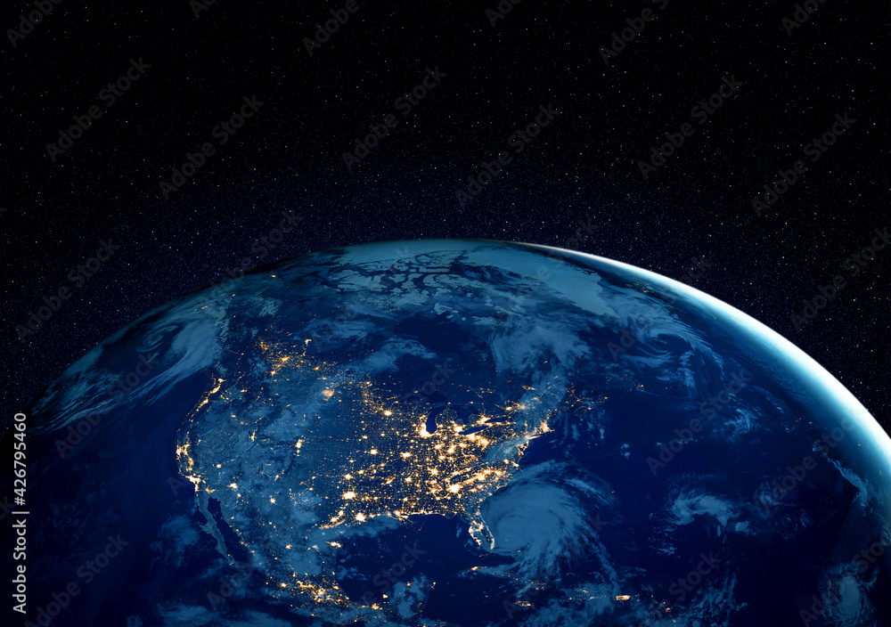 Planet earth globe view from space showing realistic earth surface and ...