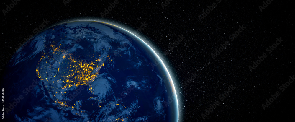 Planet earth globe view from space showing realistic earth surface and ...