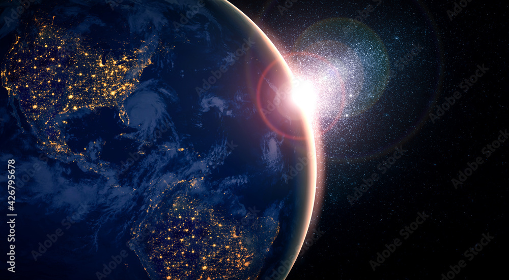 Planet earth globe view from space showing realistic earth surface and ...