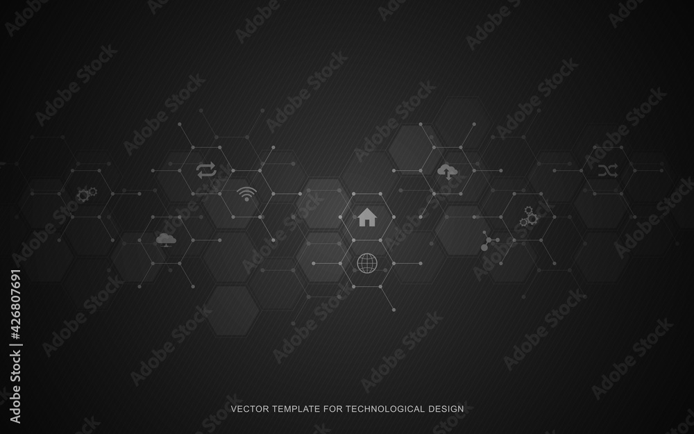 Technological background with flat icons and symbols. Concept and idea ...