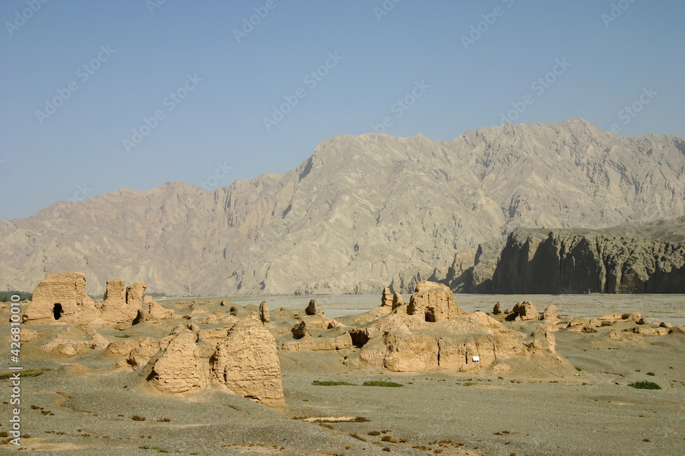 Subashi Buddhist Temple Ruins near Kucha in the Taklamakan Desert, on ...