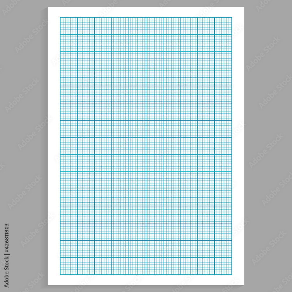 Grid paper. Realistic blank lined paper sheet in A4 format. Squared ...