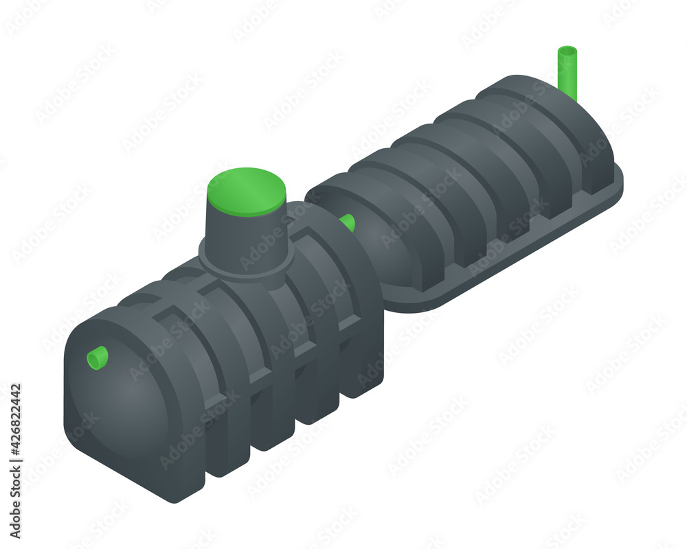 Vector illustration plastic septic tank with infiltrator isolated on ...