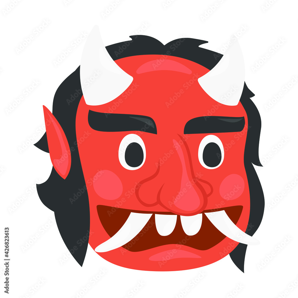 Ogre Emoji Icon Illustration. Red Monster Vector Symbol Emoticon Design ...