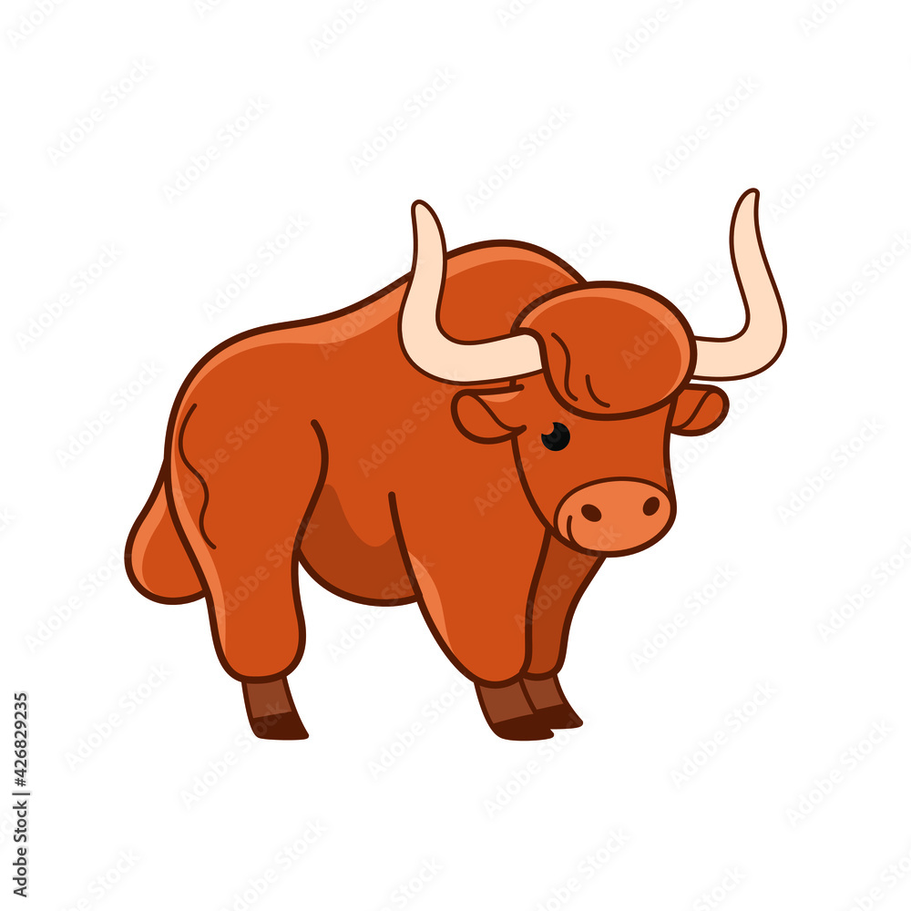 Cartoon yak, cute character for children. Vector illustration in ...