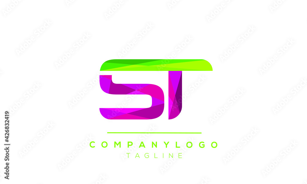 ST initials monogram letter text alphabet logo design Stock Vector ...